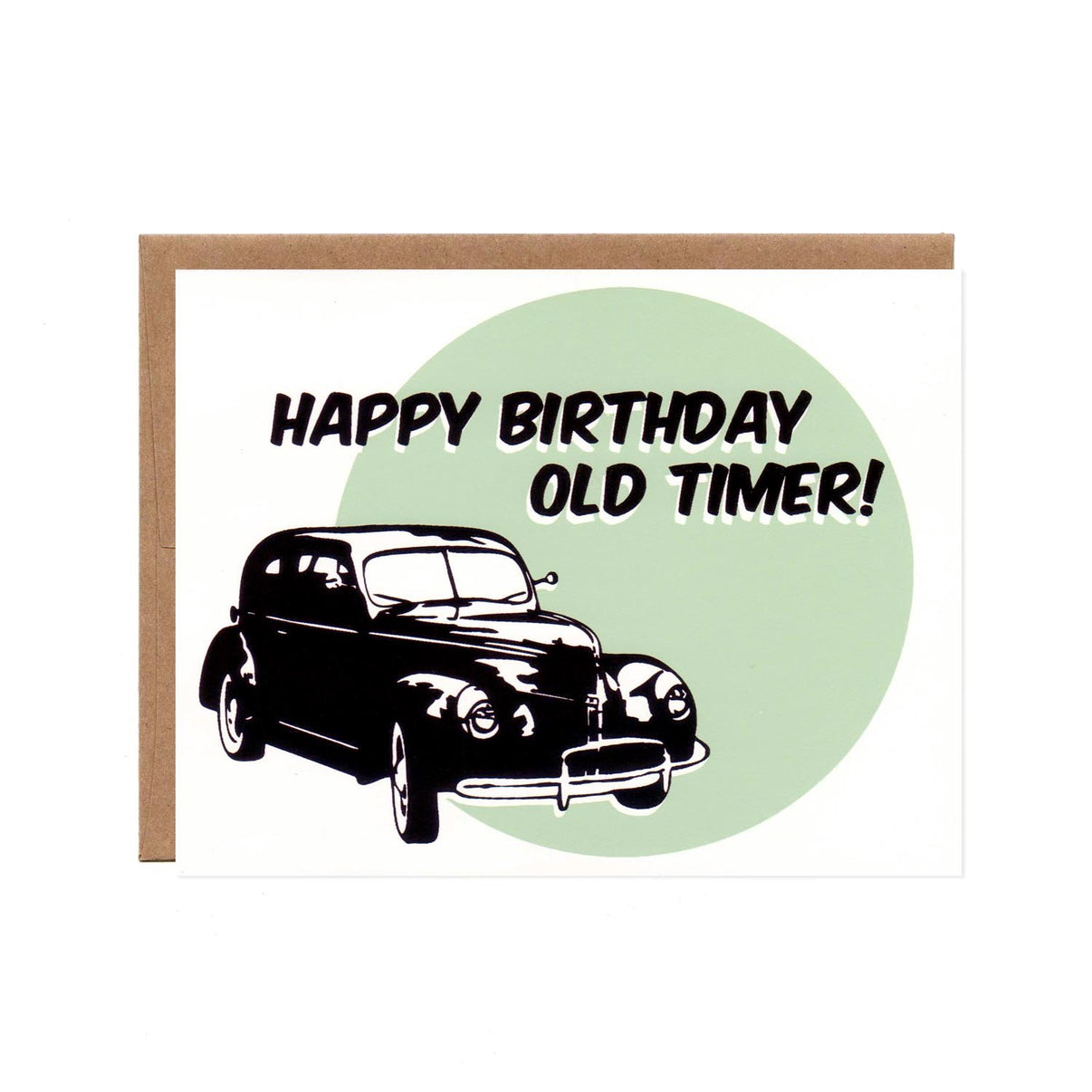 Happy Birthday Old Timer! -- Vintage Car Birthday Card – Orange Twist